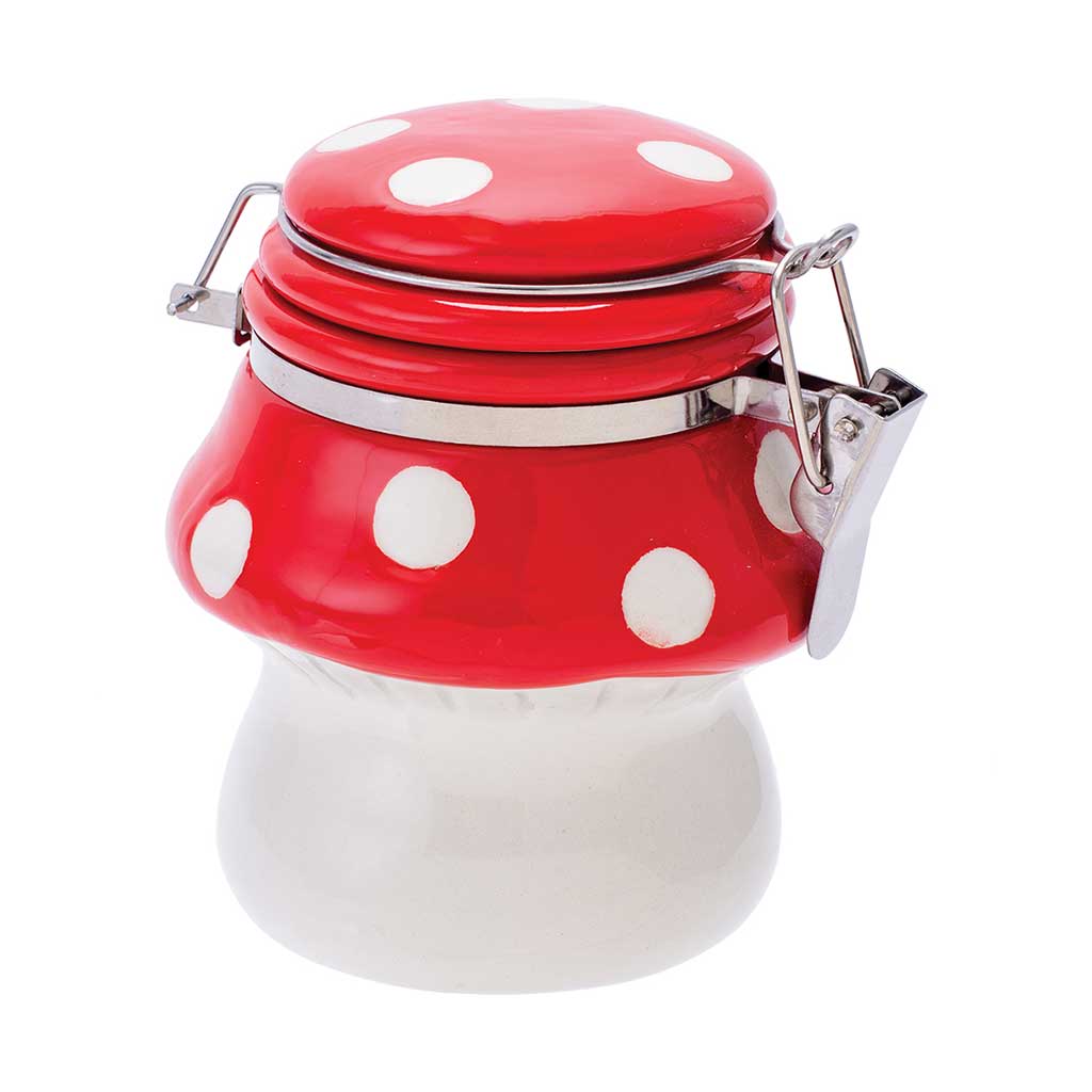 5.5in Mushroom Ceramic Jar with Clasp - Honeybee Herb – fatassglass