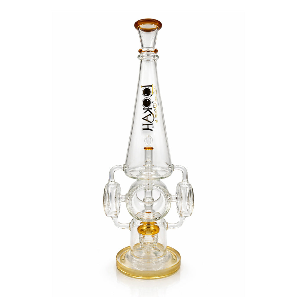 Lookah 15 Inch Double Barrel Recycler UFO Rig Gold – fatassglass