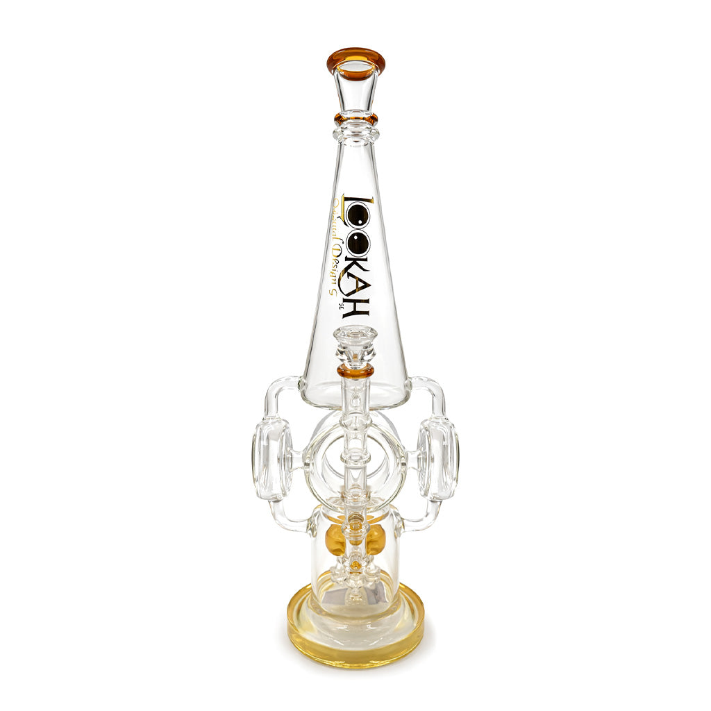 Lookah 15 Inch Double Barrel Recycler UFO Rig Gold – fatassglass